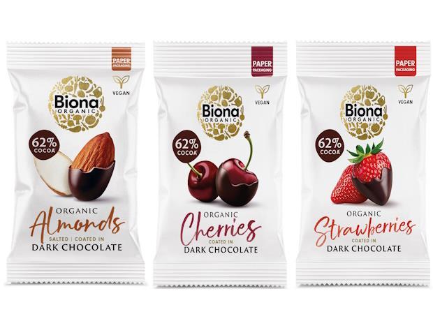 Organic supplier Biona has launched range of dark chocolate-covered ...