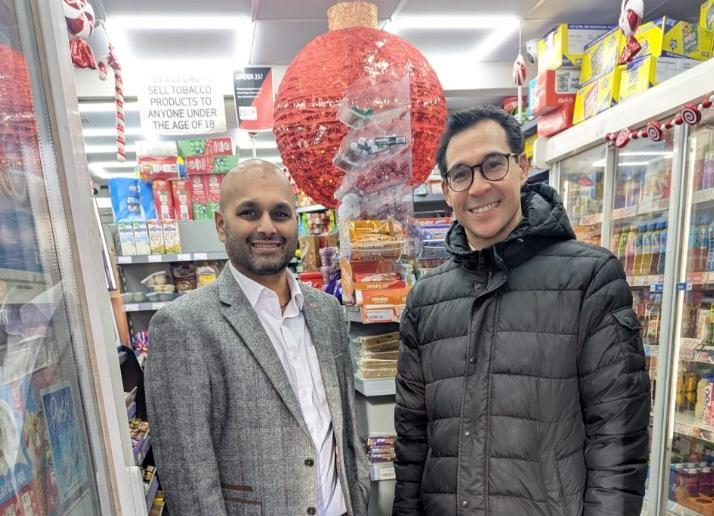 Hemanshu Patel met MP Tony Vaughan at Saltwood General Stores in Kent ...